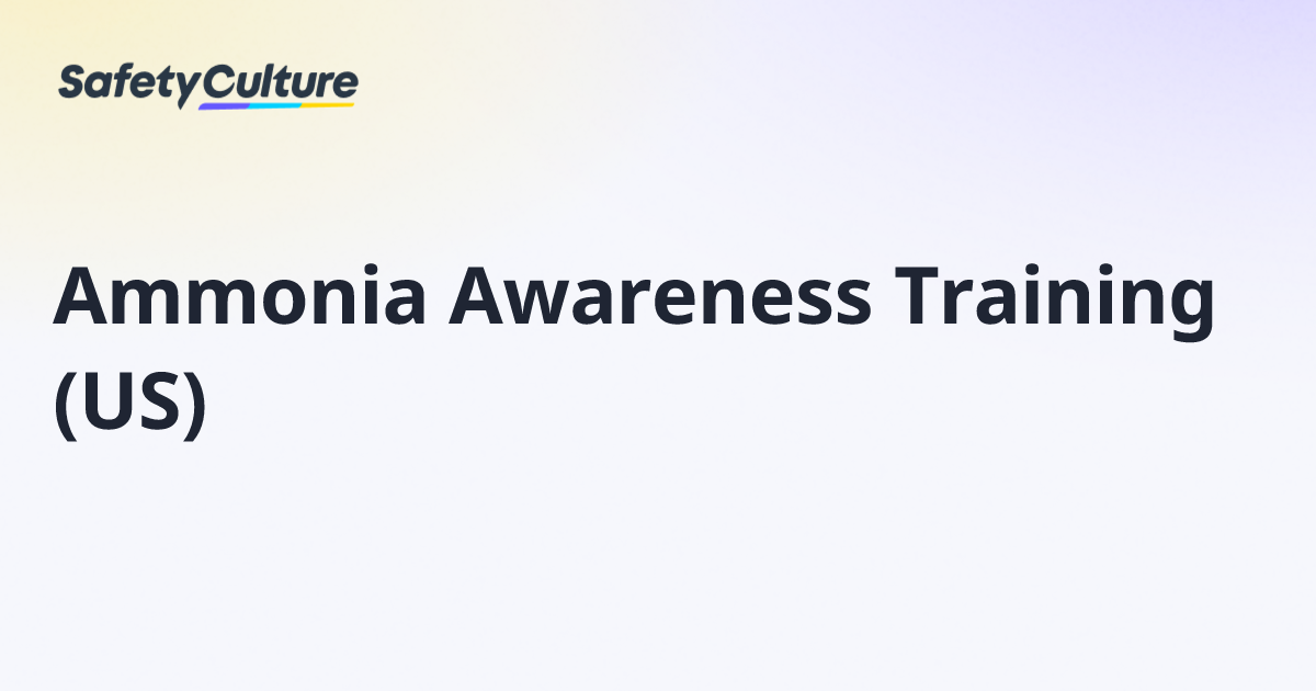 Ammonia Awareness Training (US) | Free Course