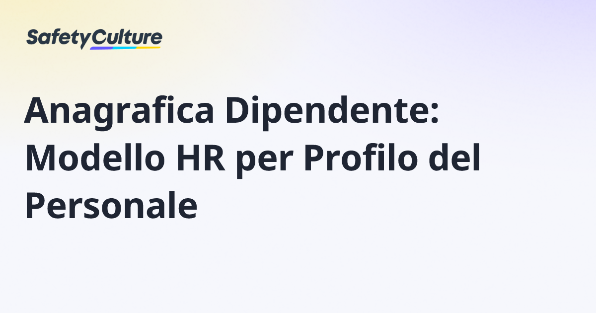 Anagrafica Dipendente: Modello HR per Profilo del Personale | Free Template