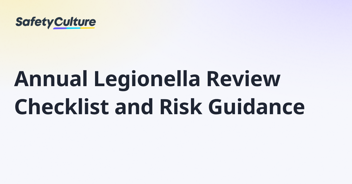 Annual Legionella Review Checklist and Risk Guidance | Free Template