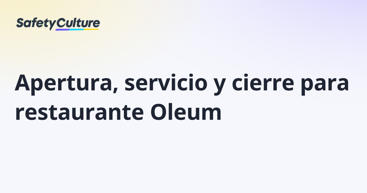 Apertura, servicio y cierre para restaurante Oleum | Free Template