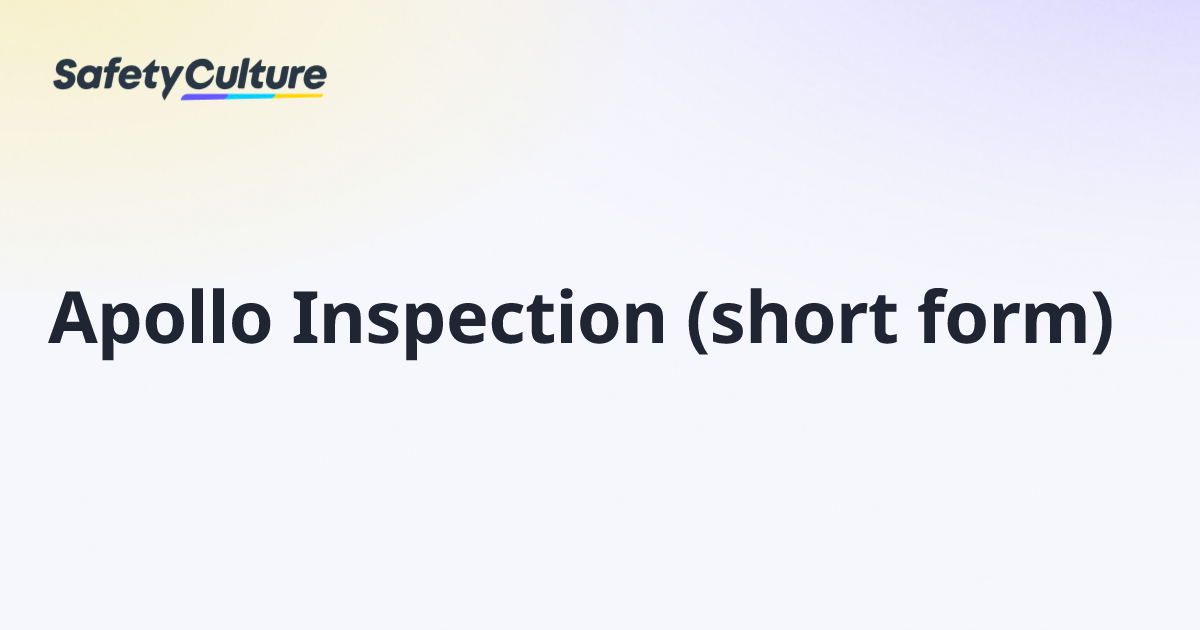 Apollo Inspection (short form) | Free Template