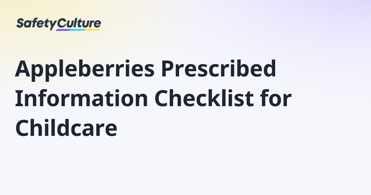 Appleberries Prescribed Information Checklist for Childcare | Free Template