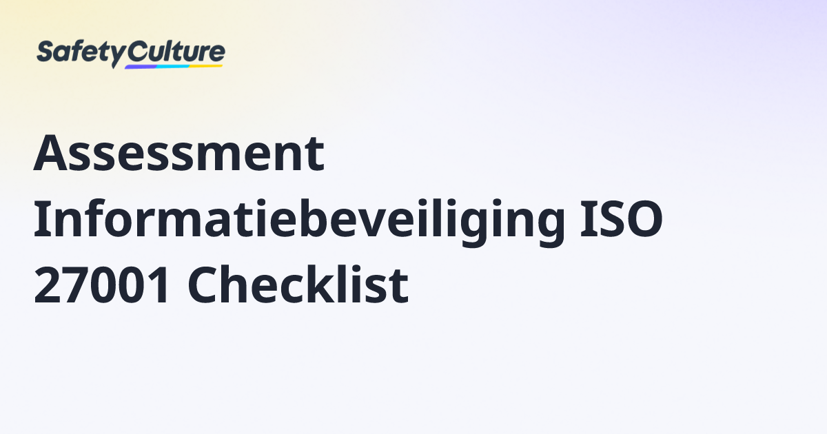 Assessment Informatiebeveiliging ISO 27001 Checklist | Free Template