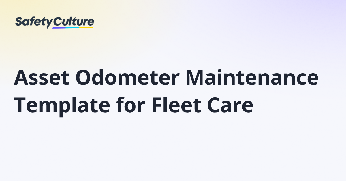 Asset Odometer Maintenance Template for Fleet Care | Free Template