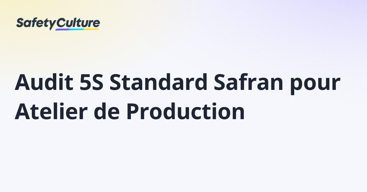 Audit 5S Standard Safran pour Atelier de Production | Free Template