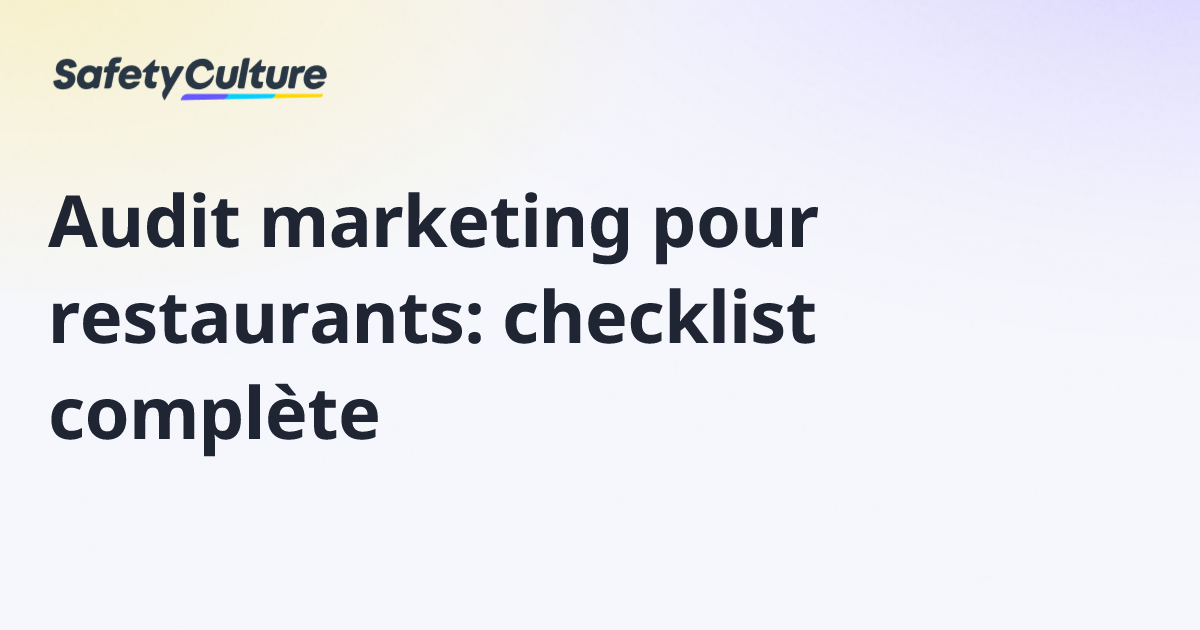 Audit marketing pour restaurants: checklist complète | Free Template