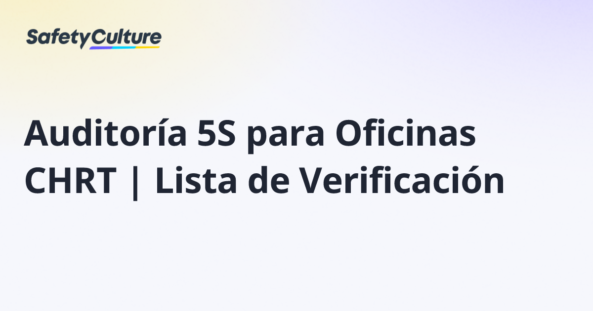 Auditoría 5S para Oficinas CHRT | Lista de Verificación | Free Template