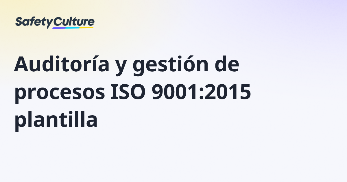 Auditoría y gestión de procesos ISO 9001:2015 plantilla | Free Template