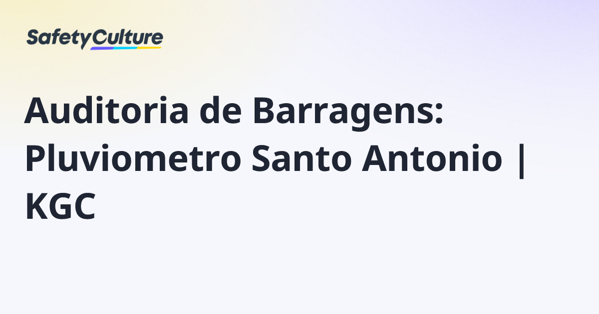Auditoria de Barragens: Pluviometro Santo Antonio | KGC | Free Template