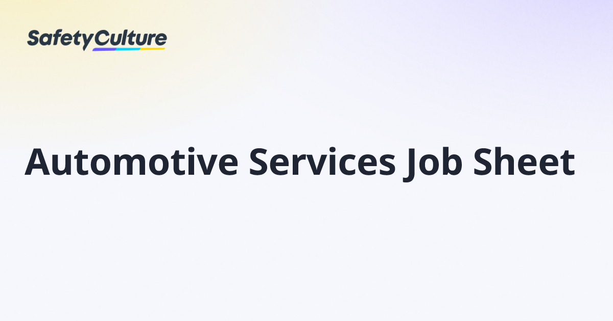 Automotive Services Job Sheet | Free Template
