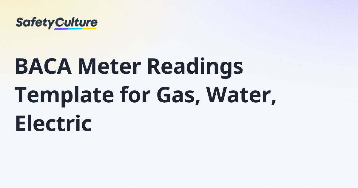 BACA Meter Readings Template for Gas, Water, Electric | Free Template