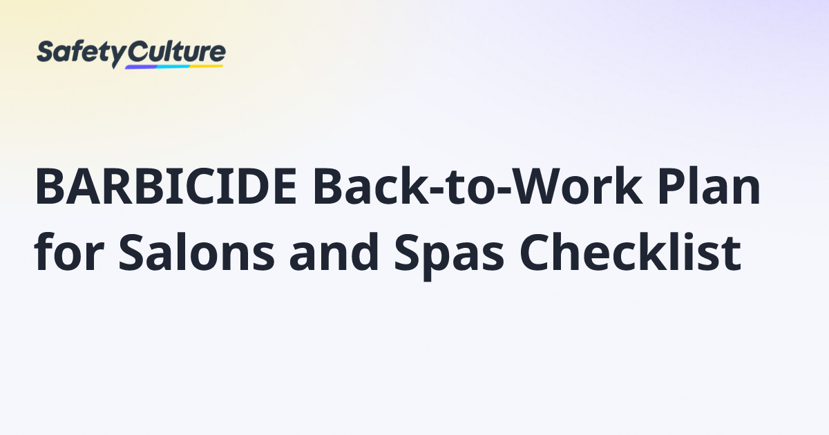 BARBICIDE Back-to-Work Plan for Salons and Spas Checklist | Free Template