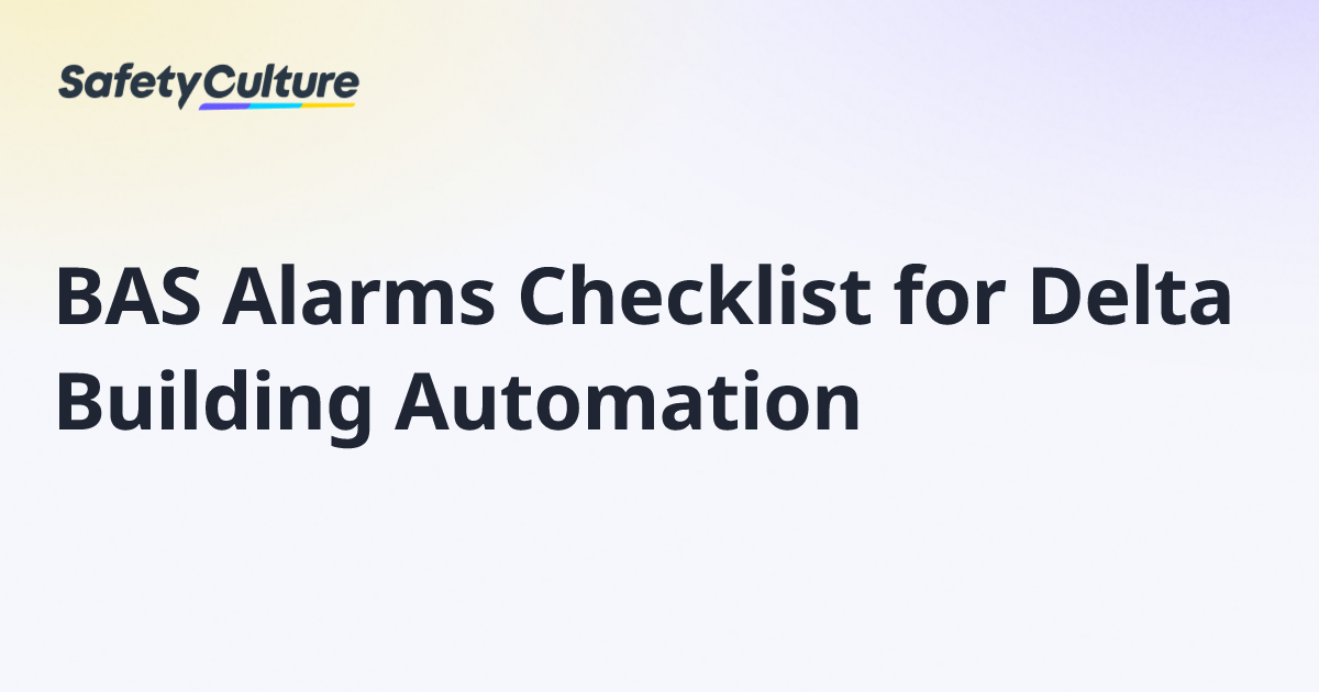 BAS Alarms Checklist for Delta Building Automation | Free Template