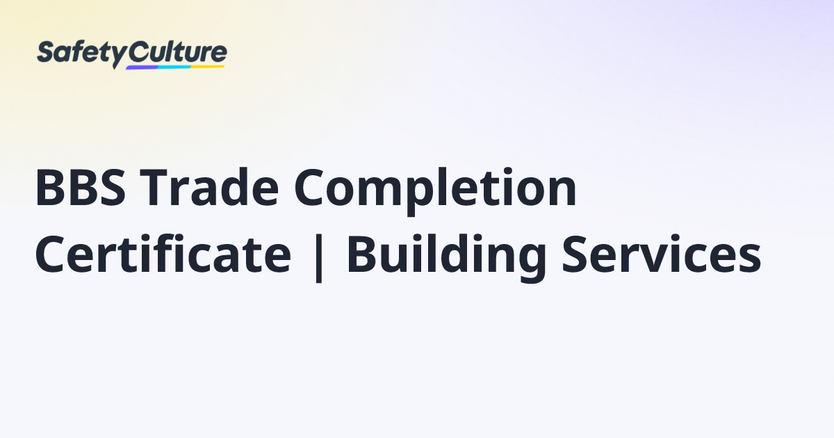 BBS Trade Completion Certificate | Building Services | Free Template