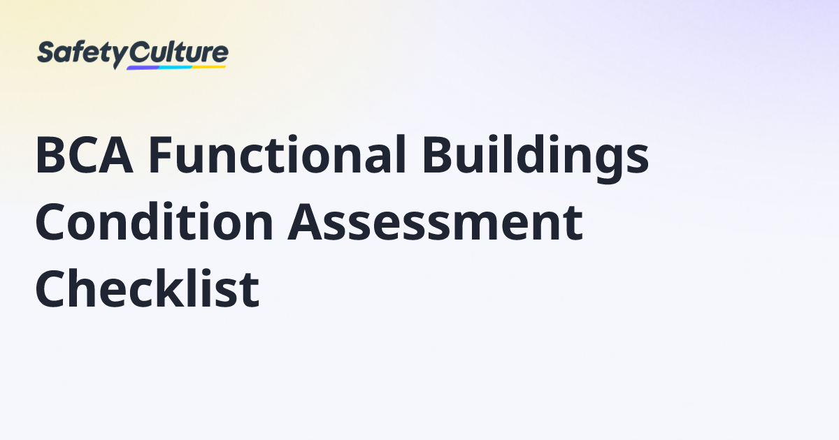 BCA Functional Buildings Condition Assessment Checklist | Free Template
