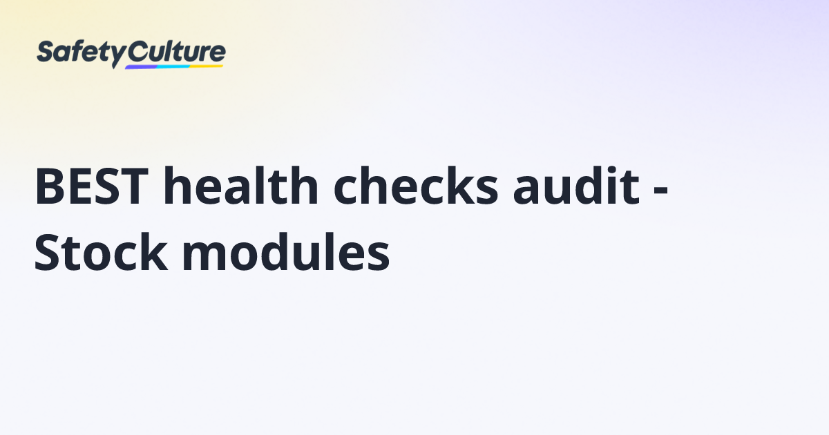 BEST health checks audit - Stock modules | Free Template
