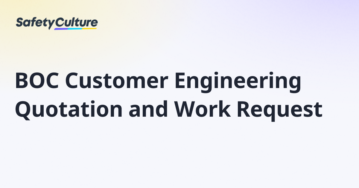 BOC Customer Engineering Quotation and Work Request | Free Template