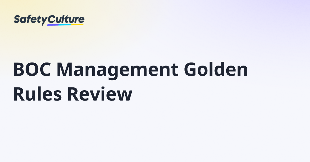BOC Management Golden Rules Review | Free Template