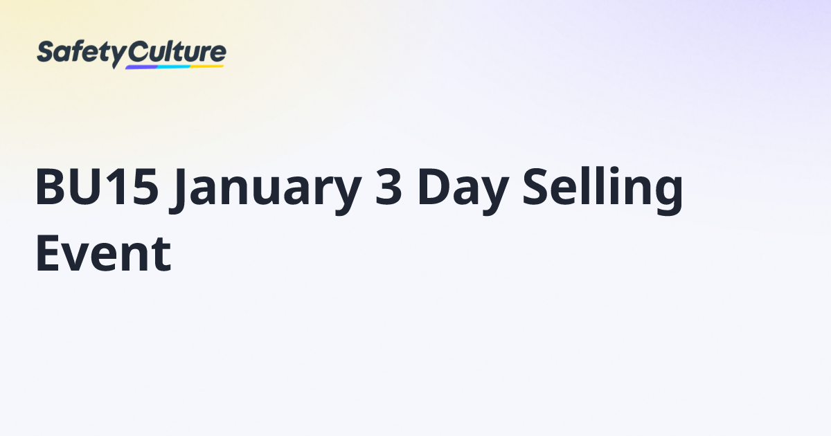 BU15 January 3 Day Selling Event | Free Template