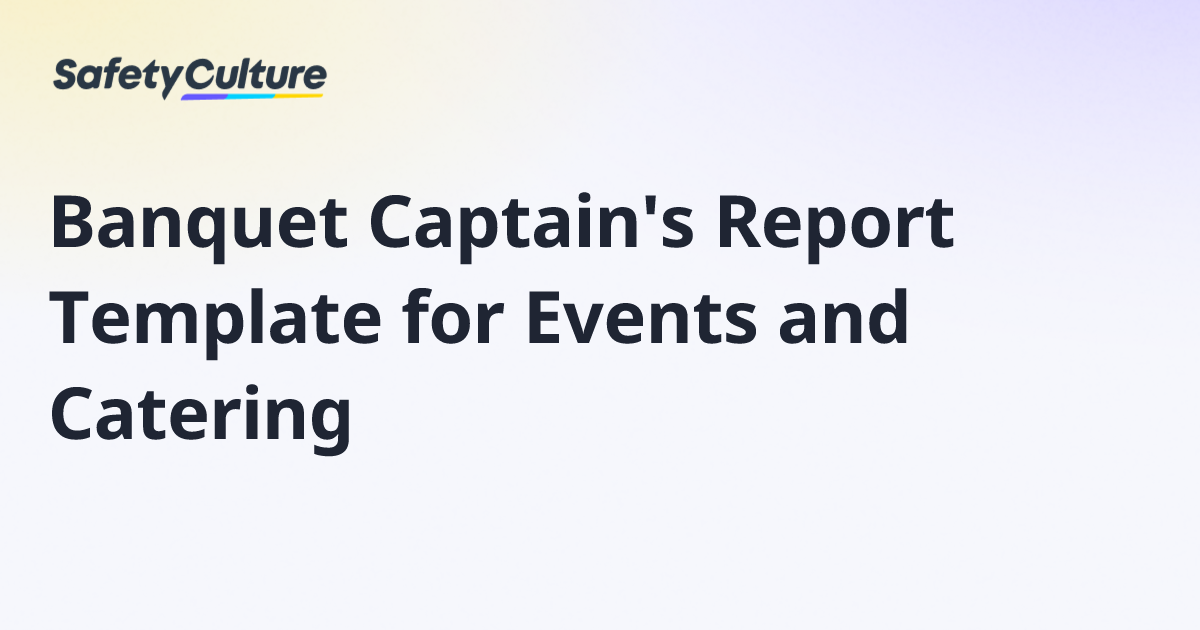 Banquet Captain's Report Template for Events and Catering | Free Template