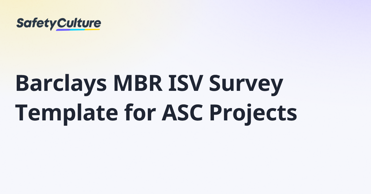 Barclays MBR ISV Survey Template for ASC Projects | Free Template