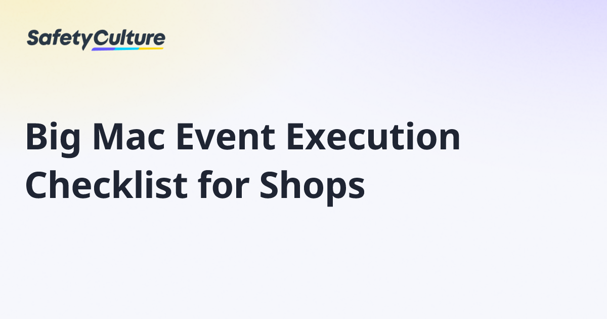 Big Mac Event Execution Checklist for Shops | Free Template