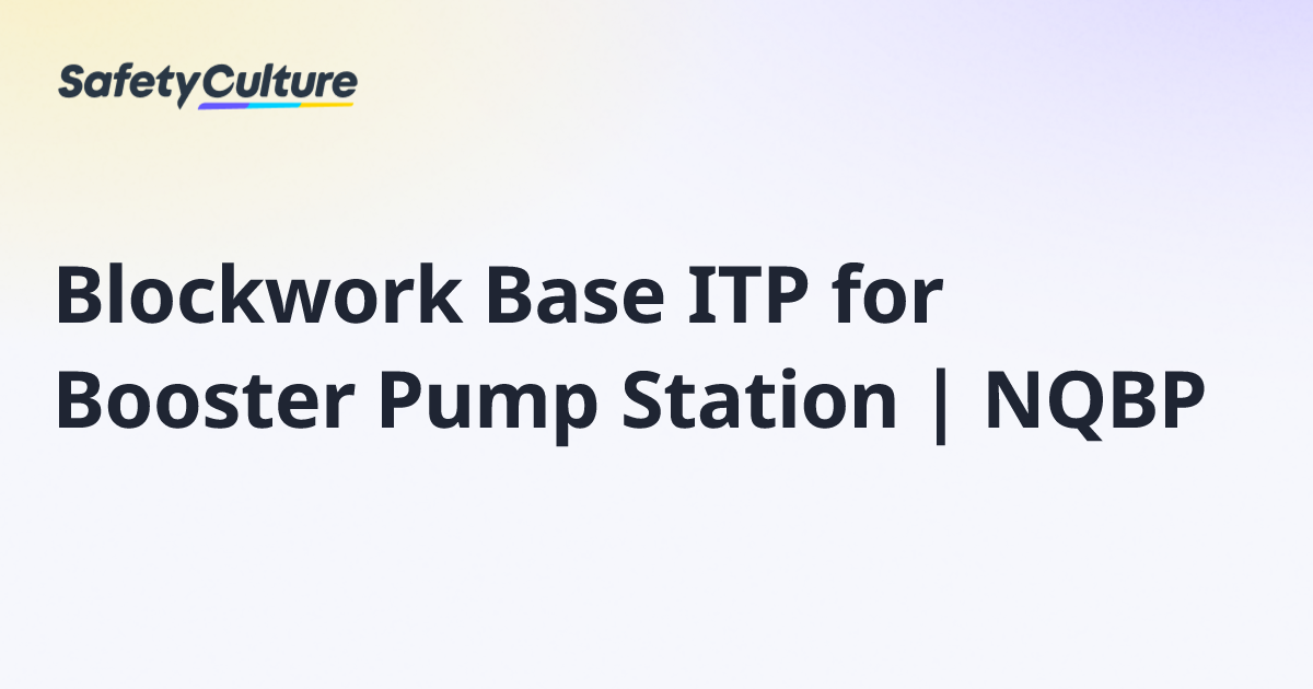 Blockwork Base ITP for Booster Pump Station | NQBP | Free Template