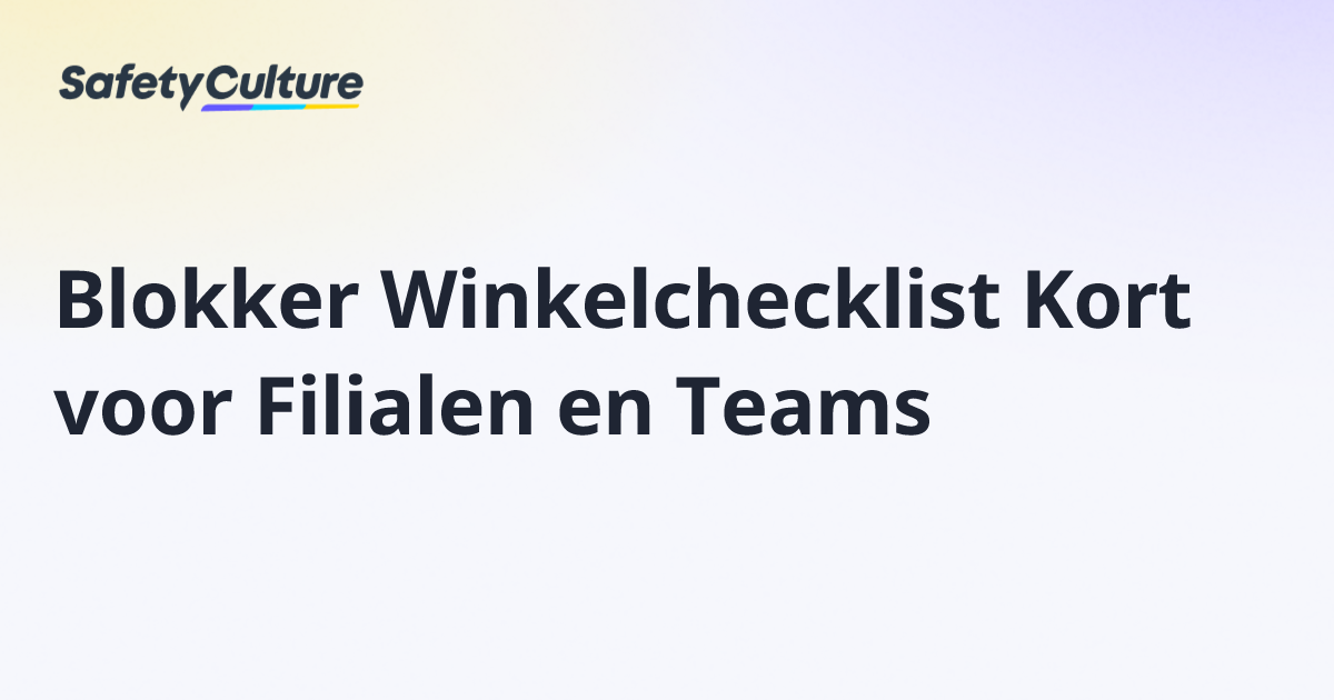 Blokker Winkelchecklist Kort voor Filialen en Teams | Free Template