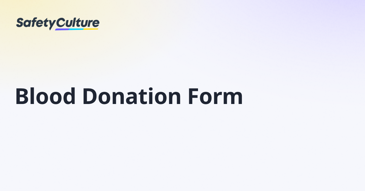 Blood Donation Form | Free Template
