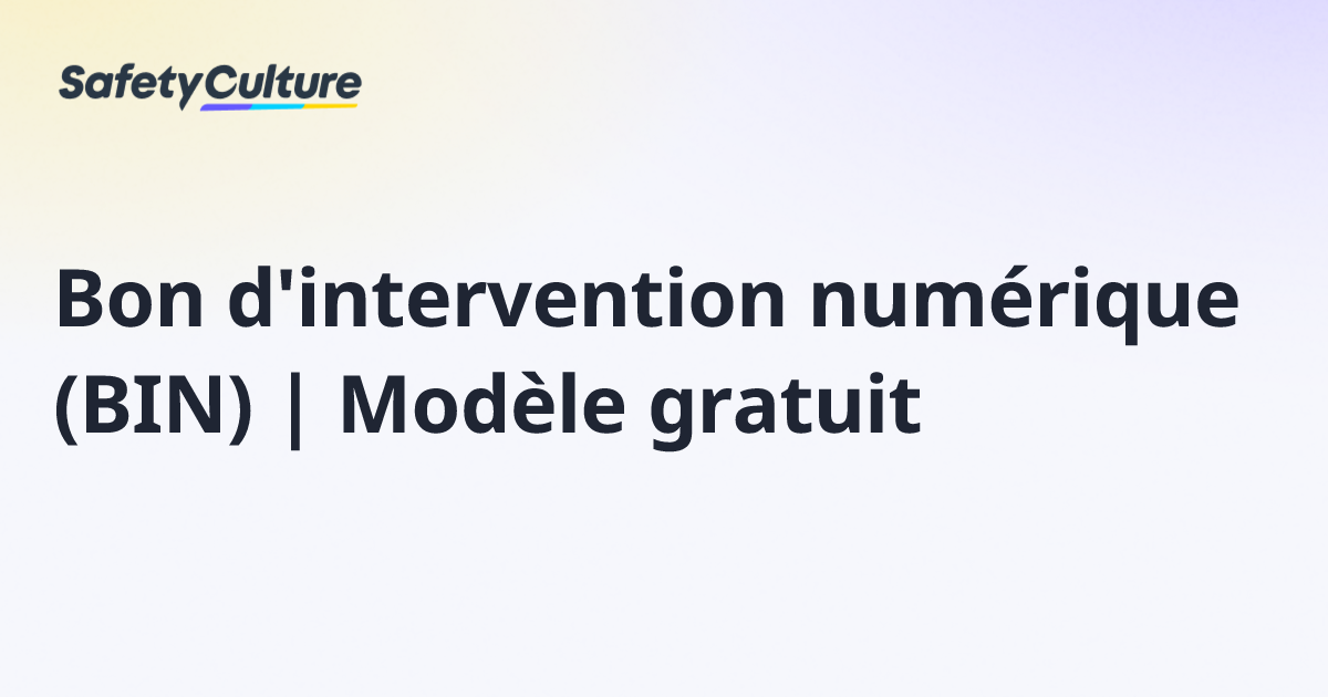 Bon d'intervention numérique (BIN) | Modèle gratuit | Free Template