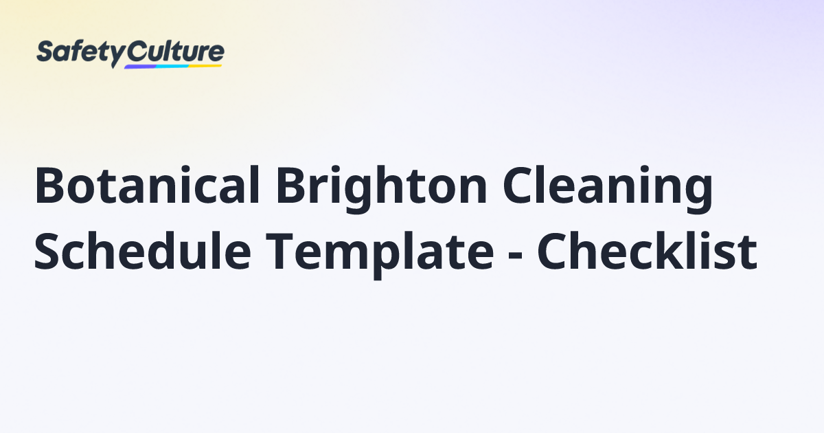Botanical Brighton Cleaning Schedule Template - Checklist | Free Template