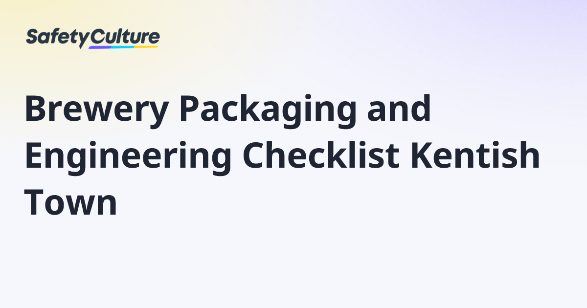 Brewery Packaging and Engineering Checklist Kentish Town | Free Template