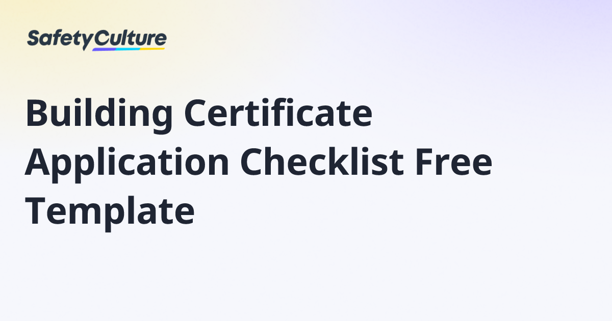Building Certificate Application Checklist Free Template | Free Template