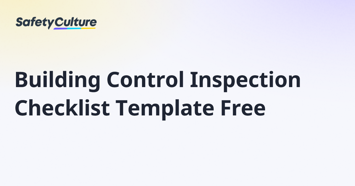 Building Control Inspection Checklist Template Free | Free Template