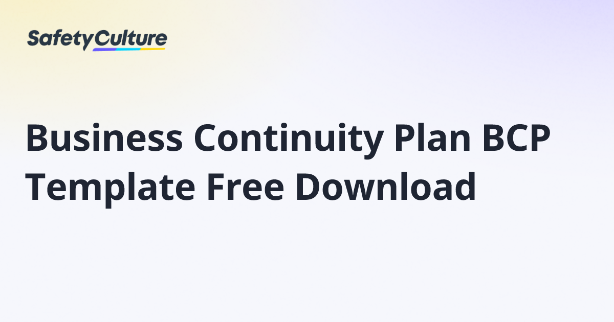 Business Continuity Plan BCP Template Free Download | Free Template