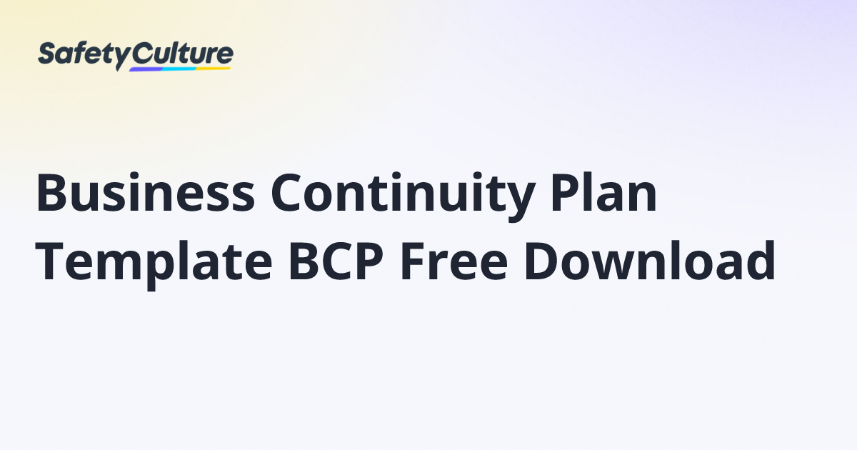 Business Continuity Plan Template BCP Free Download | Free Template