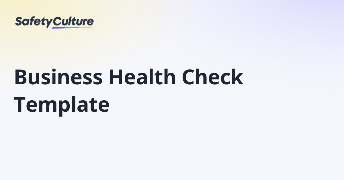 Business Health Check Template | Free Template
