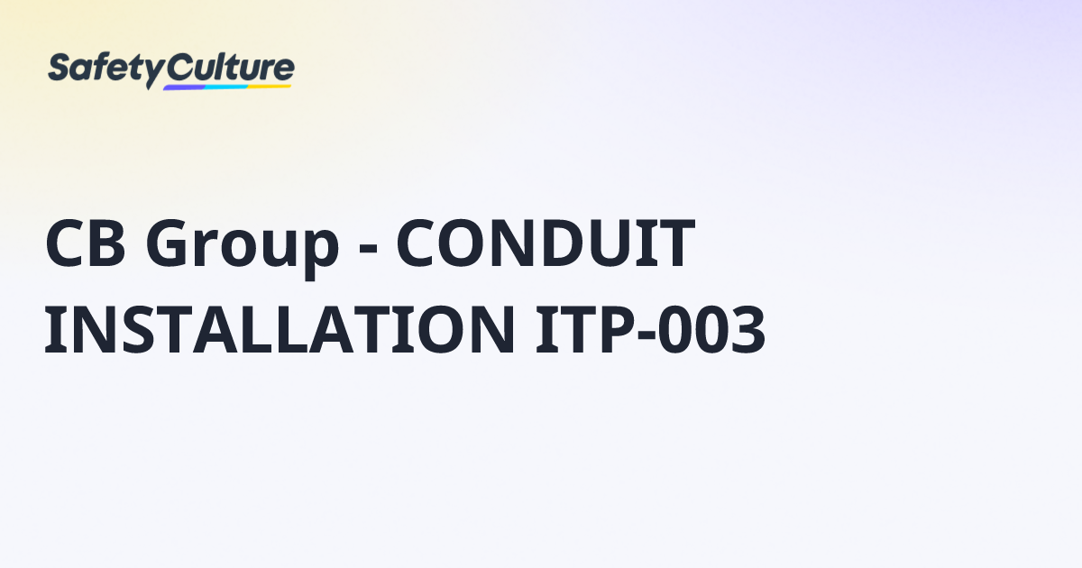 CB Group - CONDUIT INSTALLATION ITP-003 | Free Template