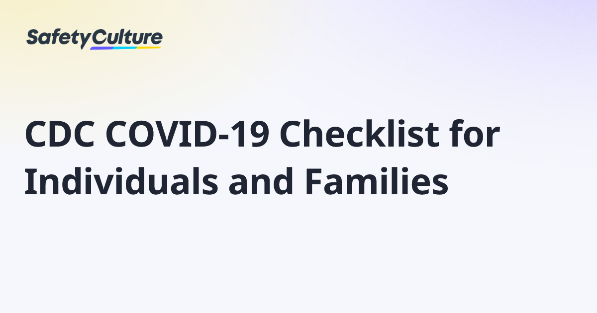 CDC COVID-19 Checklist for Individuals and Families | Free Template