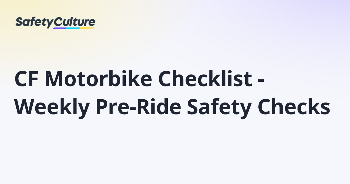 CF Motorbike Checklist - Weekly Pre-Ride Safety Checks | Free Template