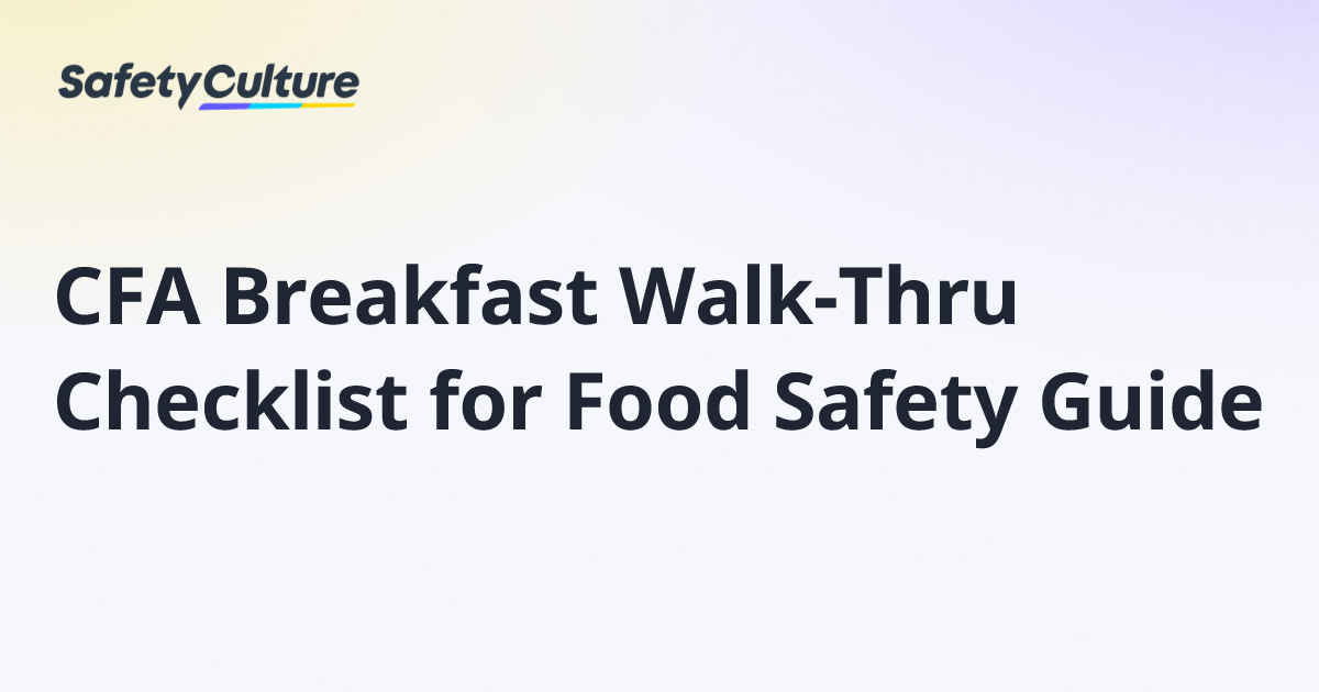 CFA Breakfast Walk-Thru Checklist for Food Safety Guide | Free Template
