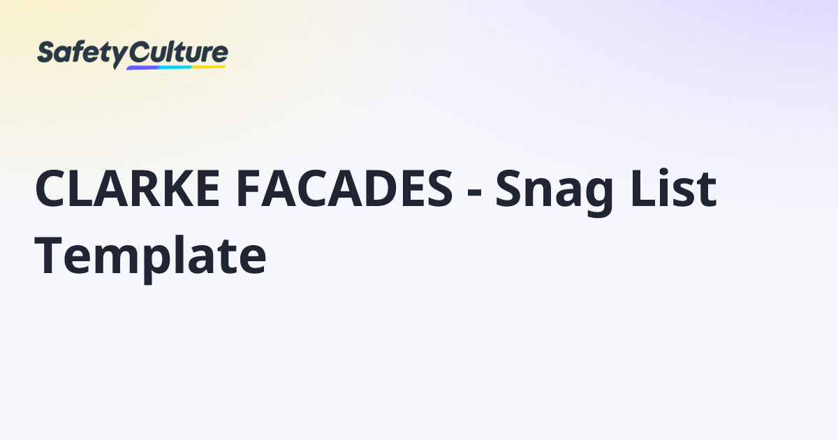 CLARKE FACADES - Snag List Template | Free Template