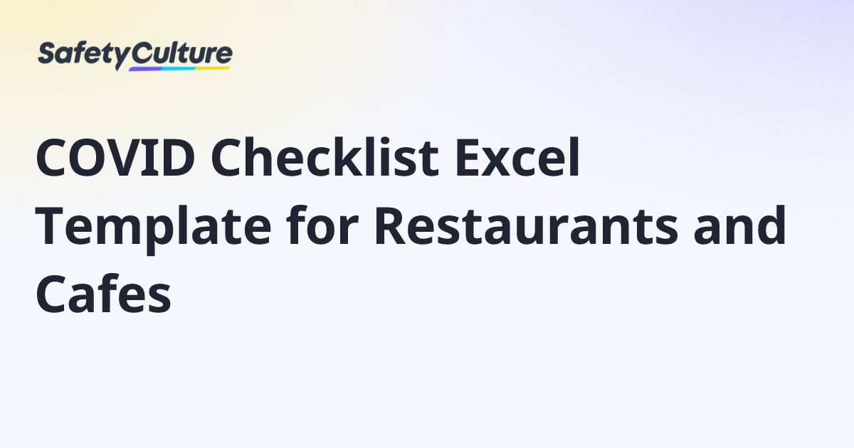 COVID Checklist Excel Template for Restaurants and Cafes | Free Template