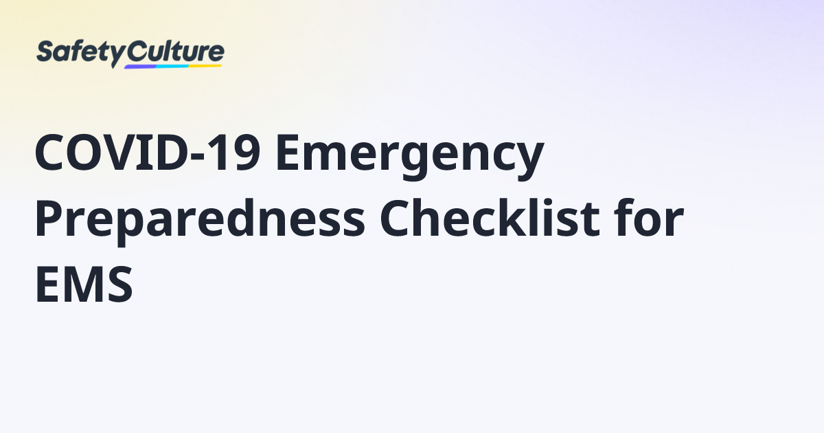 COVID-19 Emergency Preparedness Checklist for EMS | Free Template