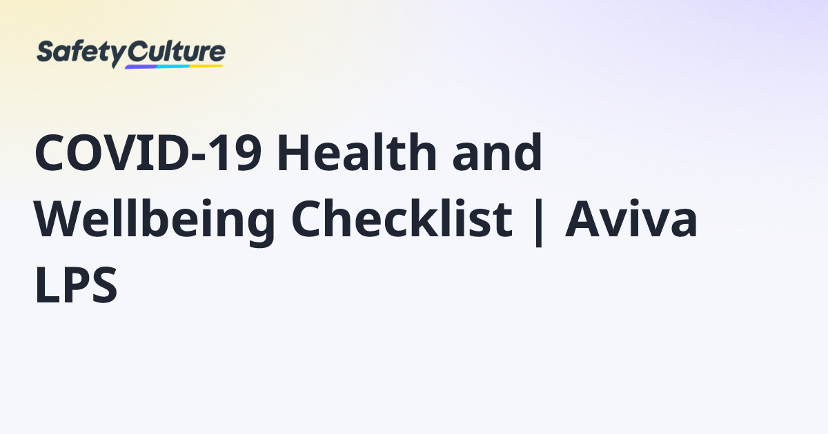 COVID-19 Health and Wellbeing Checklist | Aviva LPS | Free Template