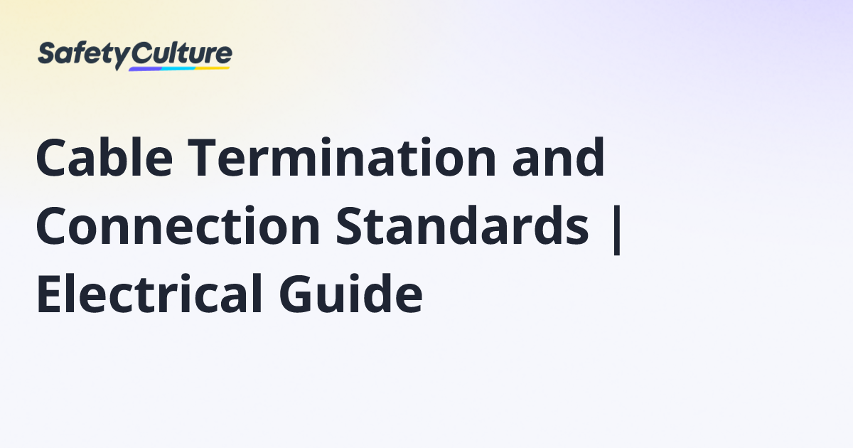 Cable Termination and Connection Standards | Electrical Guide | Free ...