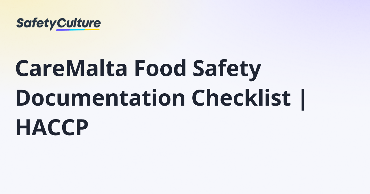 CareMalta Food Safety Documentation Checklist | HACCP | Free Template