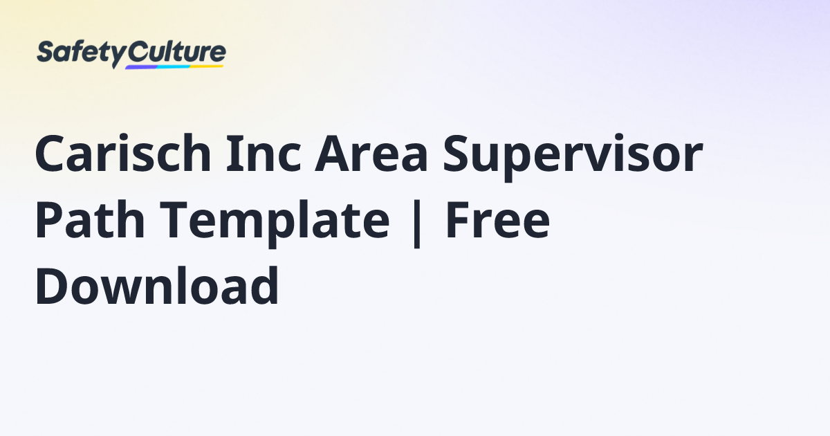 Carisch Inc Area Supervisor Path Template | Free Download | Free Template