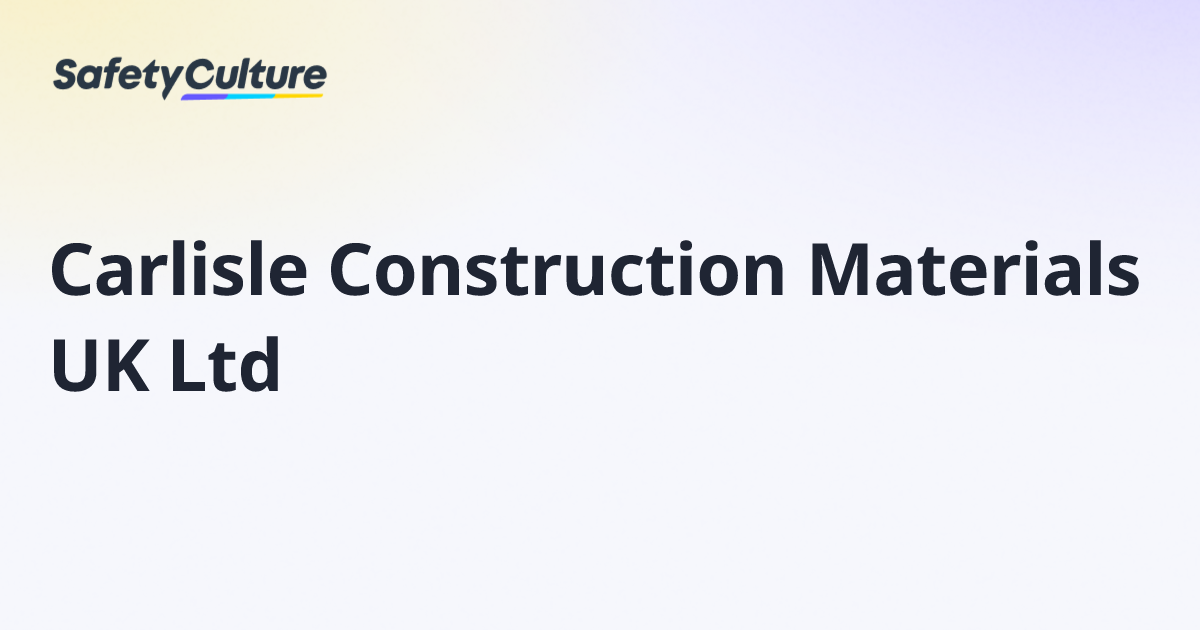Carlisle Construction Materials UK Ltd | Free Template