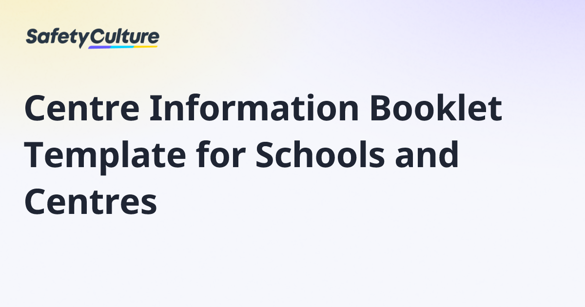 Centre Information Booklet Template for Schools and Centres | Free Template